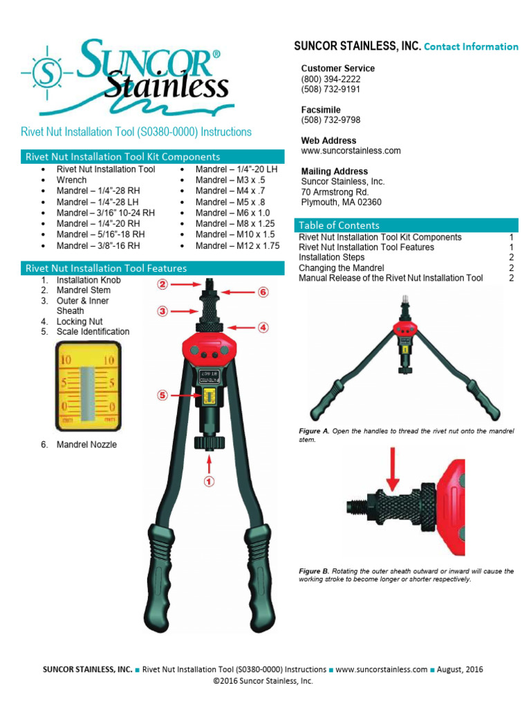Suncor - Rivet Nut Tool Installation Instructions | PDF | Rivet | Nut ...