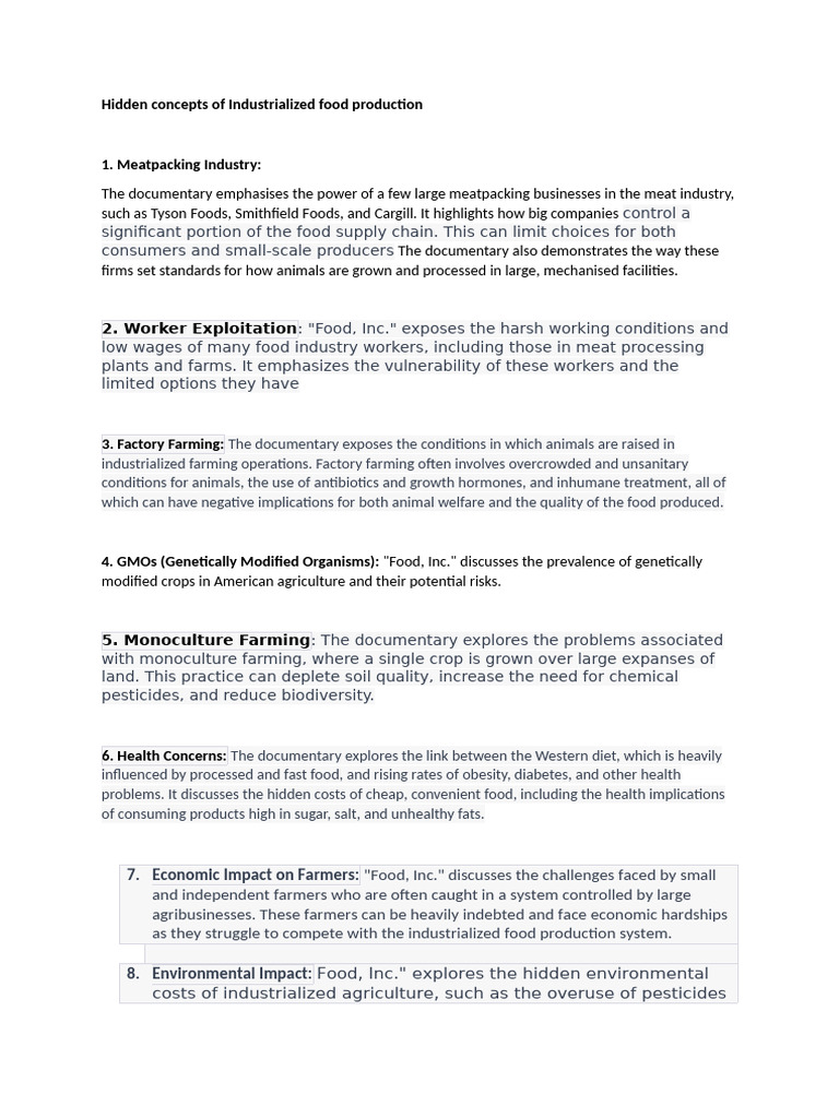 Hidden Concepts of Industrialized Food Production | PDF | Agriculture ...
