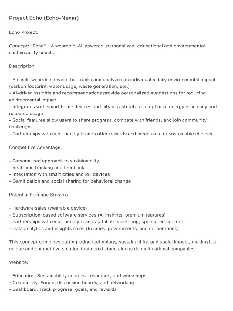 Project Echo (Echo-Nexar) | PDF | Sustainability | Energy Conservation