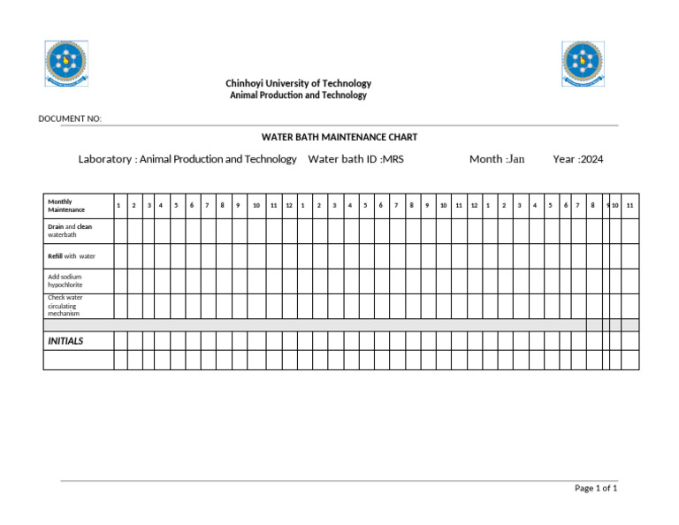 Water Bath Maintenance Schedule | PDF