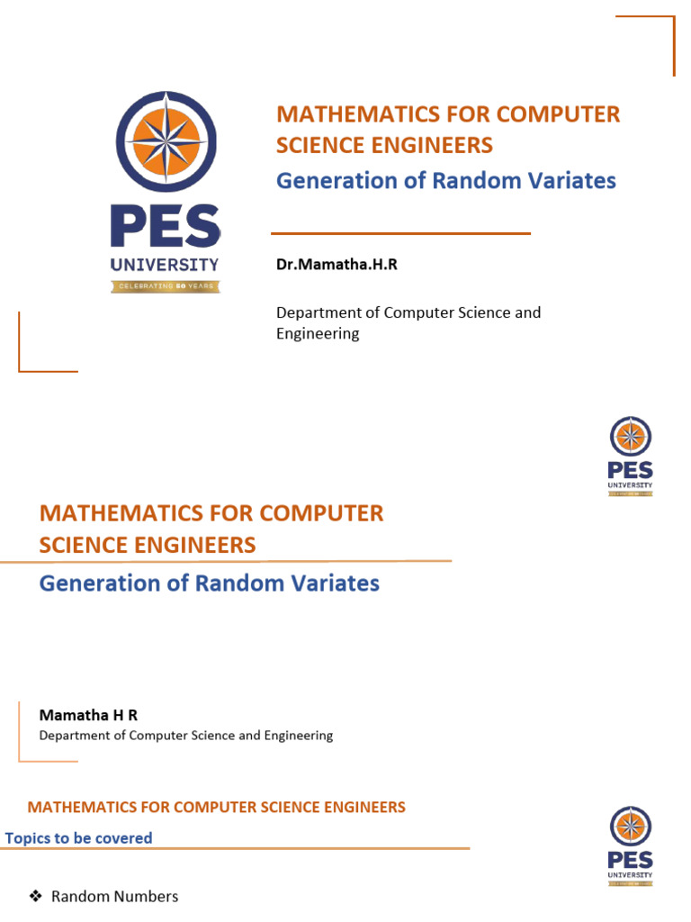 MSCE Unit 1 Slides Compressed | PDF | Randomness | Probability Distribution