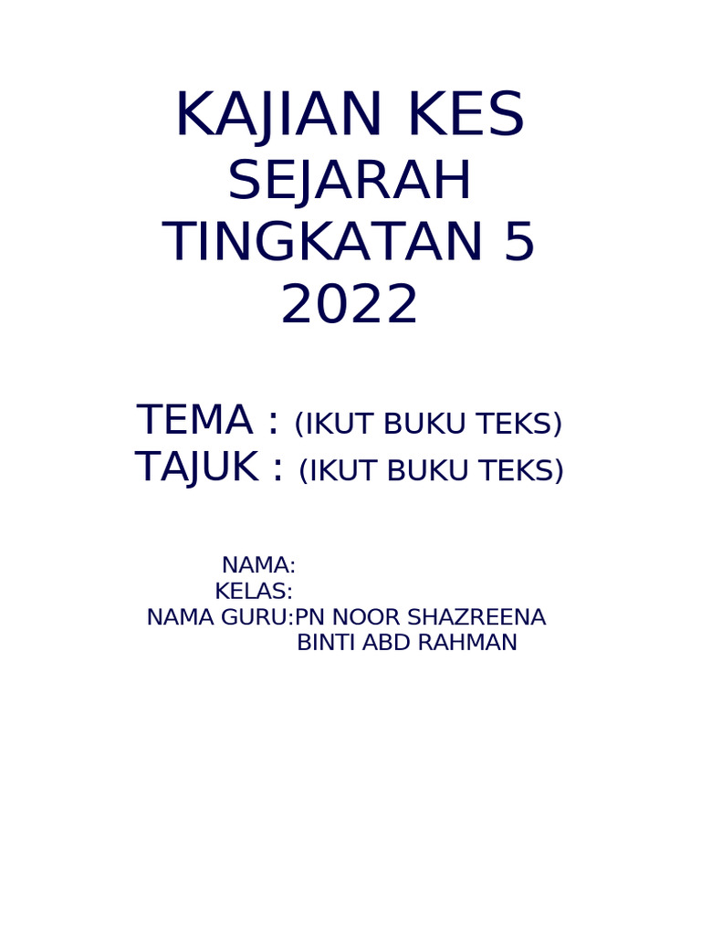 Kajian Kes Sejarah 5a1 | PDF