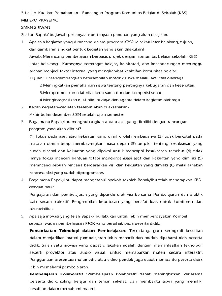 Program KBS untuk Sekolah | PDF | Karier & Perkembangan