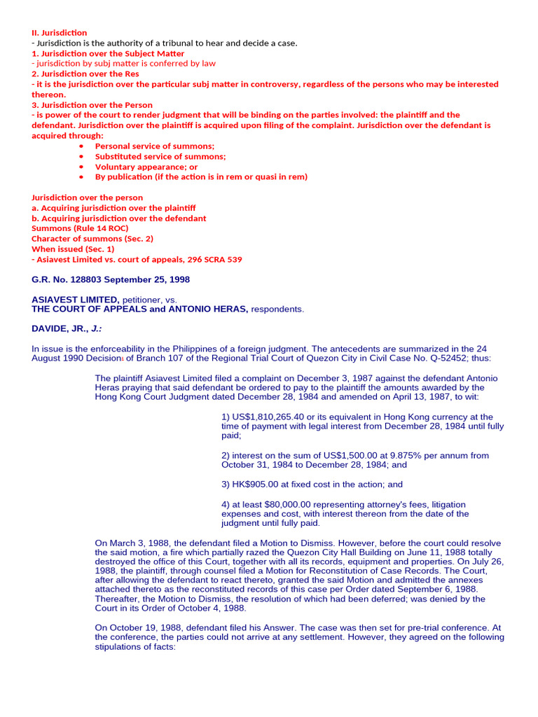 Cases 3rd Week | PDF | In Rem Jurisdiction | Summons