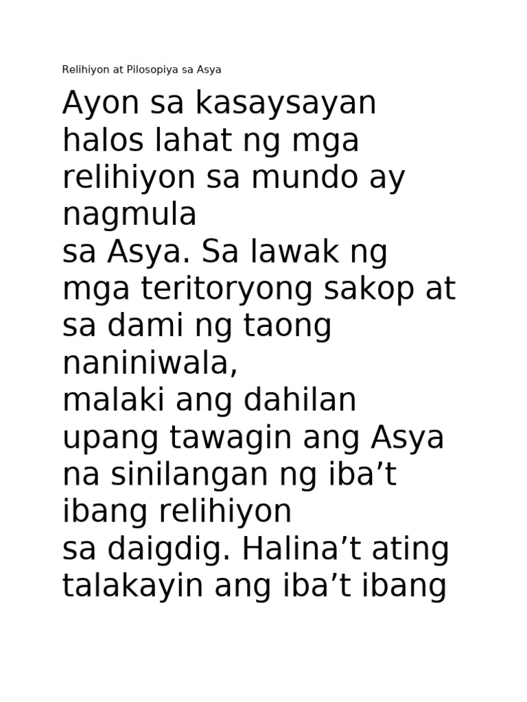 Relihiyon at Pilosopiya Sa Asya | PDF