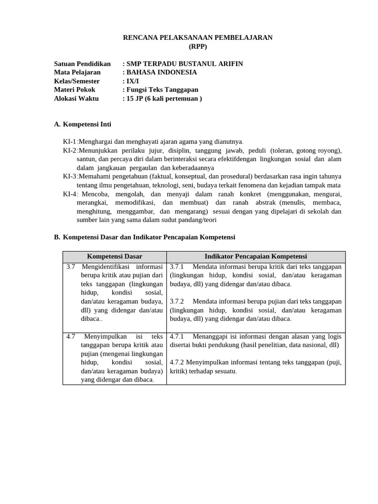Bab-7 RPP K13 Bindo | PDF