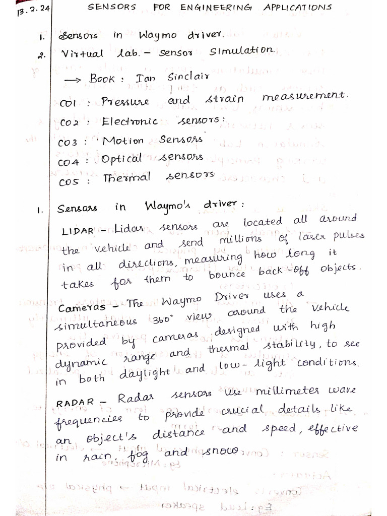 Sensor Notes | PDF
