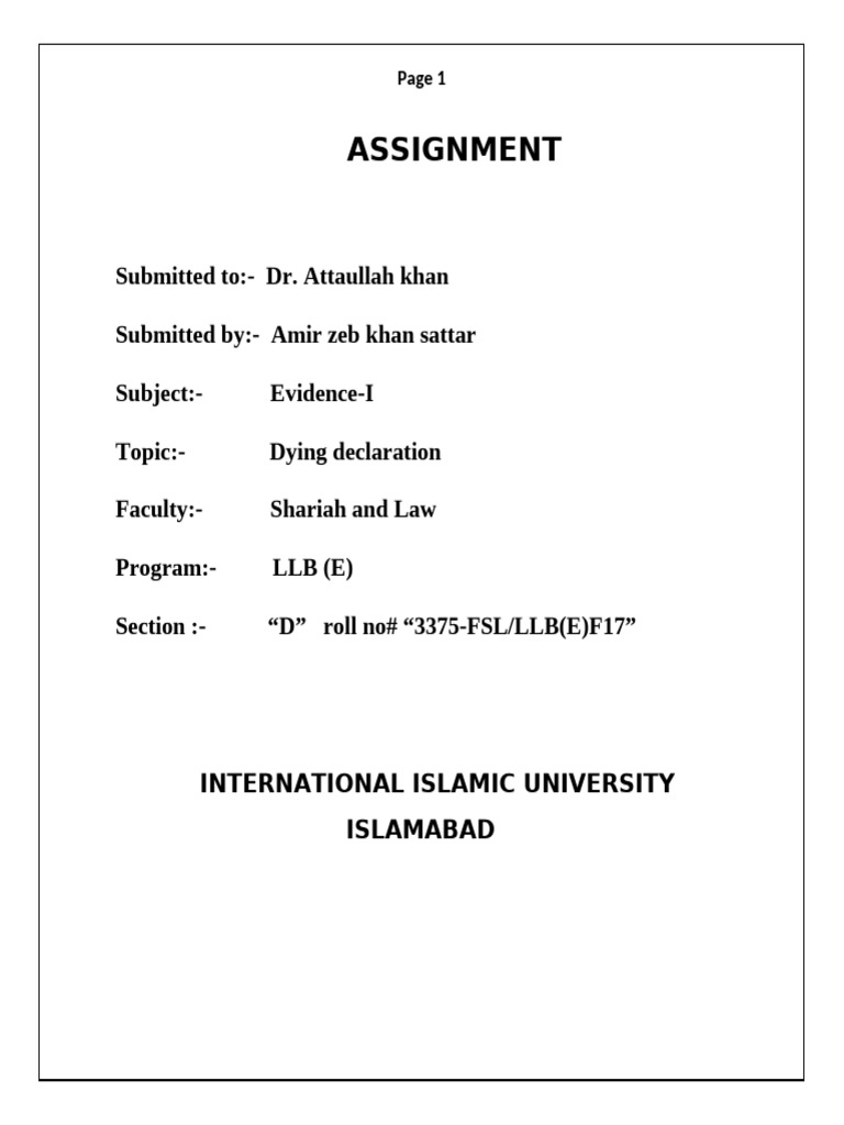 ASSIGNMEN1 | PDF | Hearsay | Criminal Law