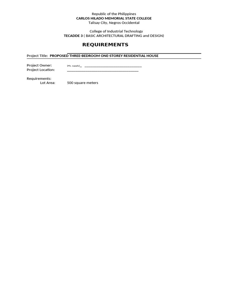 Tecadde 3 House Requirement | PDF | Buildings And Structures | Home