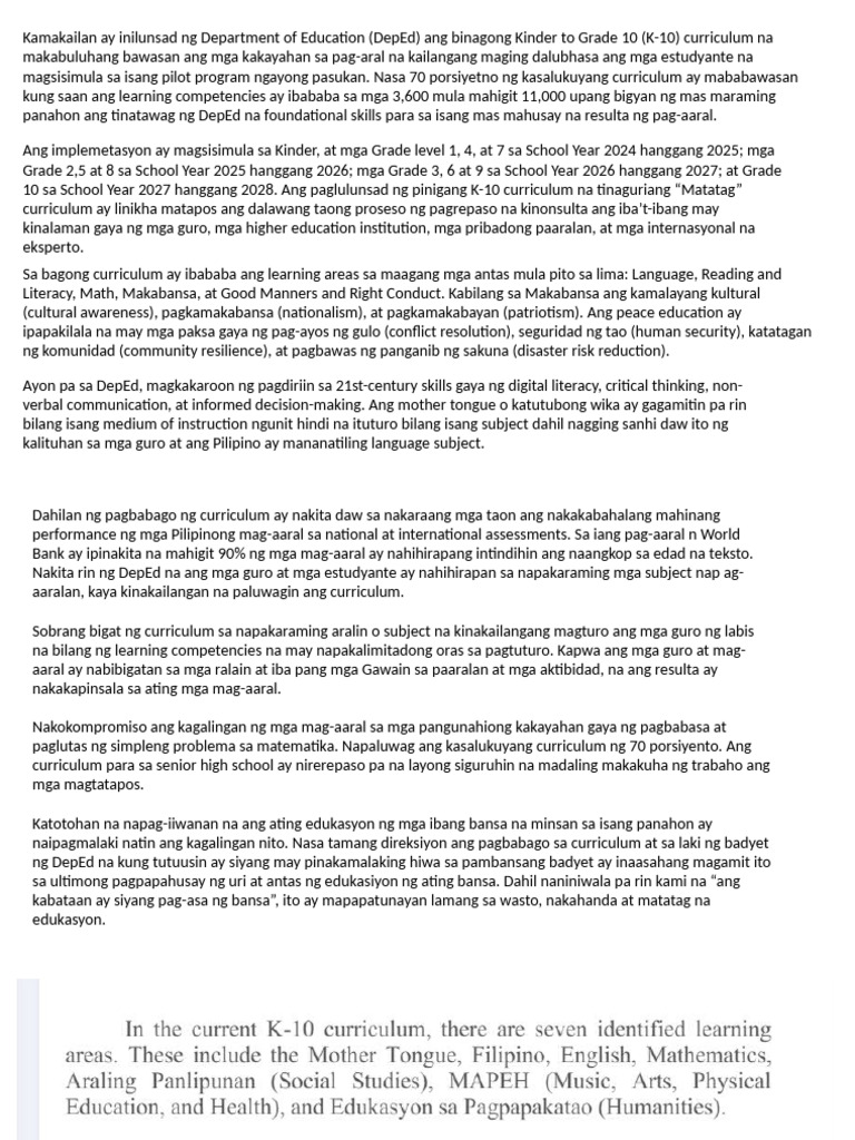 Matatag Curriculum Training 2025 Overview | PDF | Learning | Pedagogy