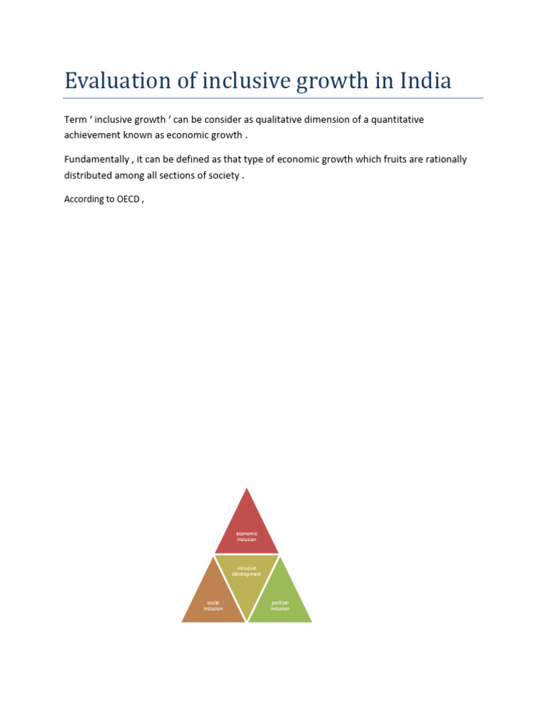 Inclusive Growth Assessment in India | PDF | Economic Growth | Economic ...