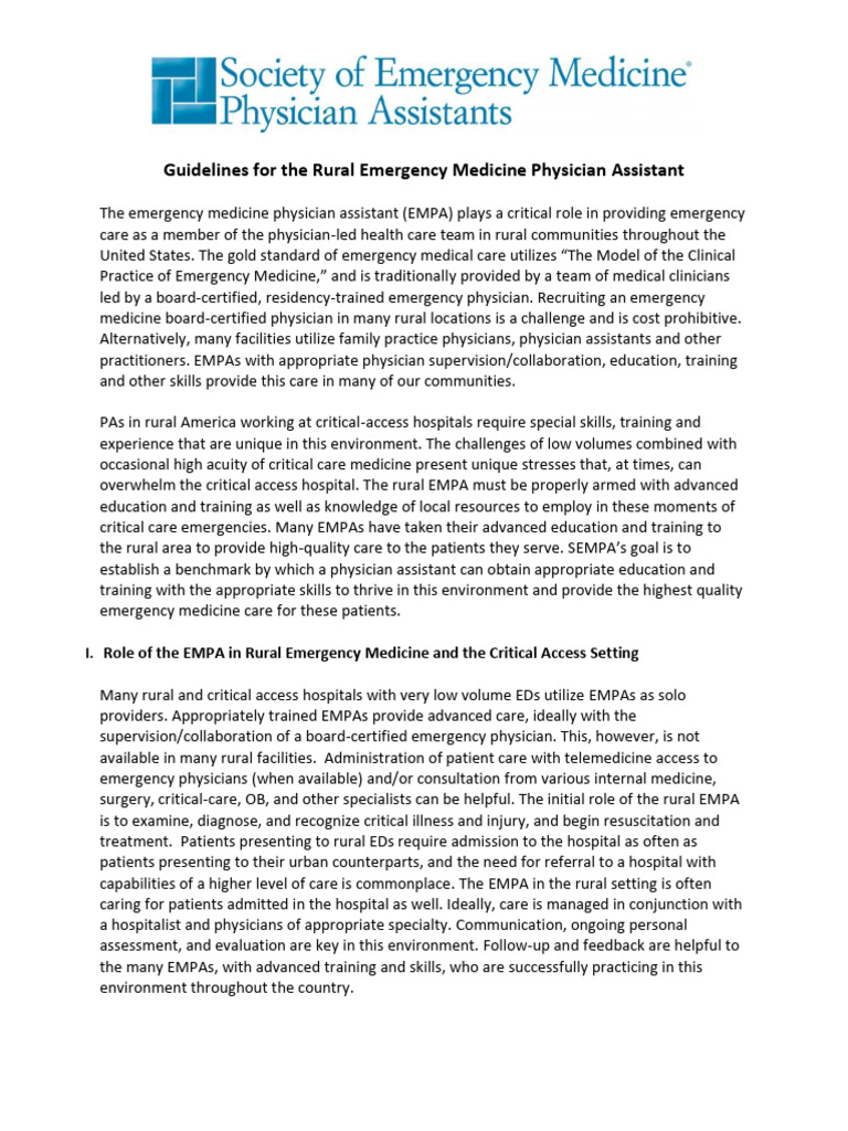 Guidelines For The Rural Empa July 2021 | PDF | Medicine | Physician