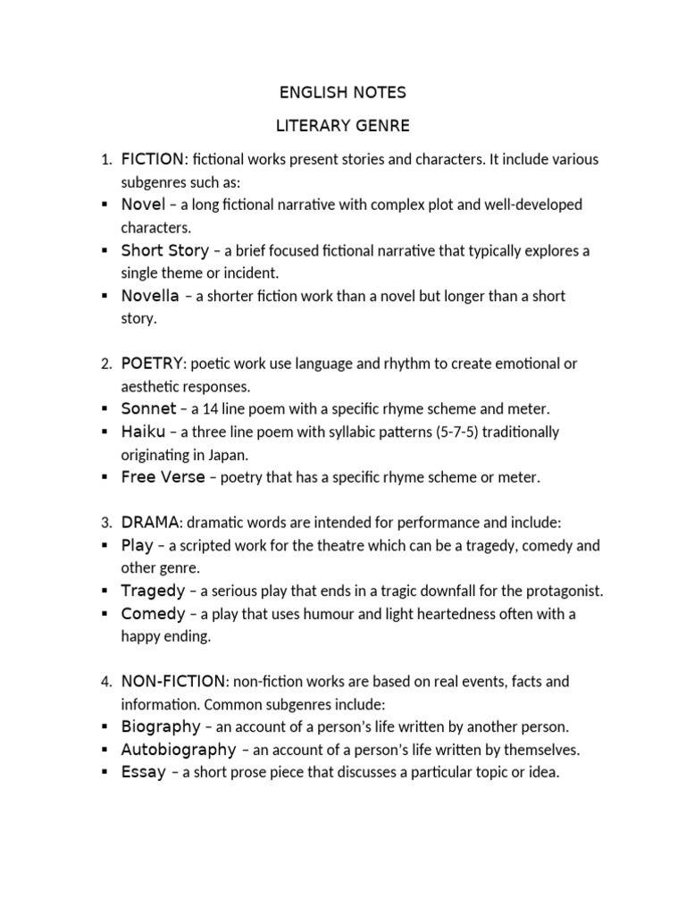 Grade 8 Literary Genres Overview | PDF | Poetry | Novels