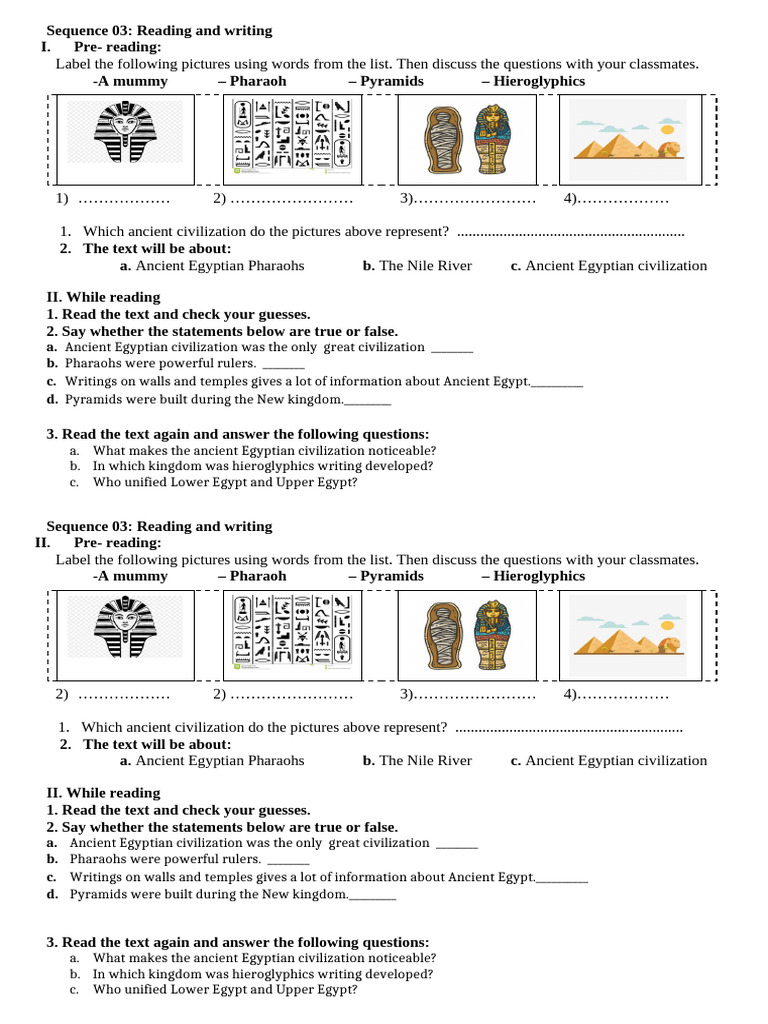 EGYPTIAN CIV Reading and Writing NEW | PDF | Ancient Egypt | Thebes