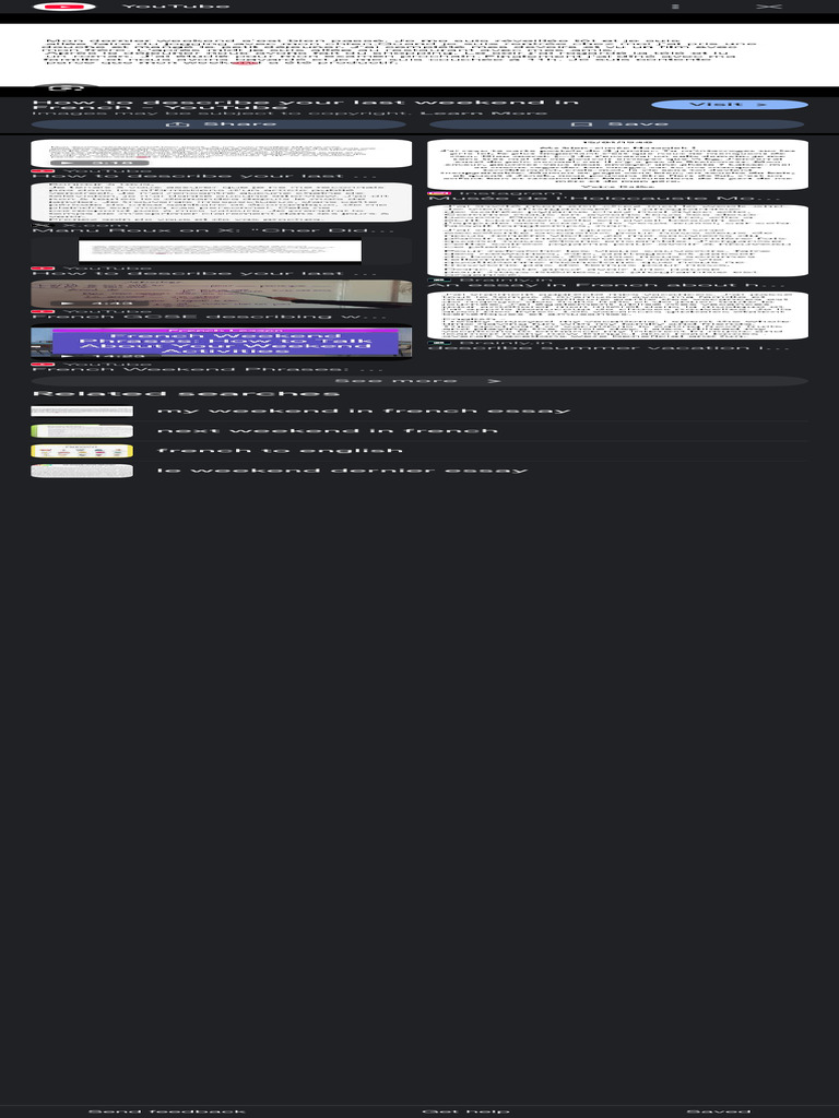 Describe Your Weekend in French Class 8 - Google Search | PDF