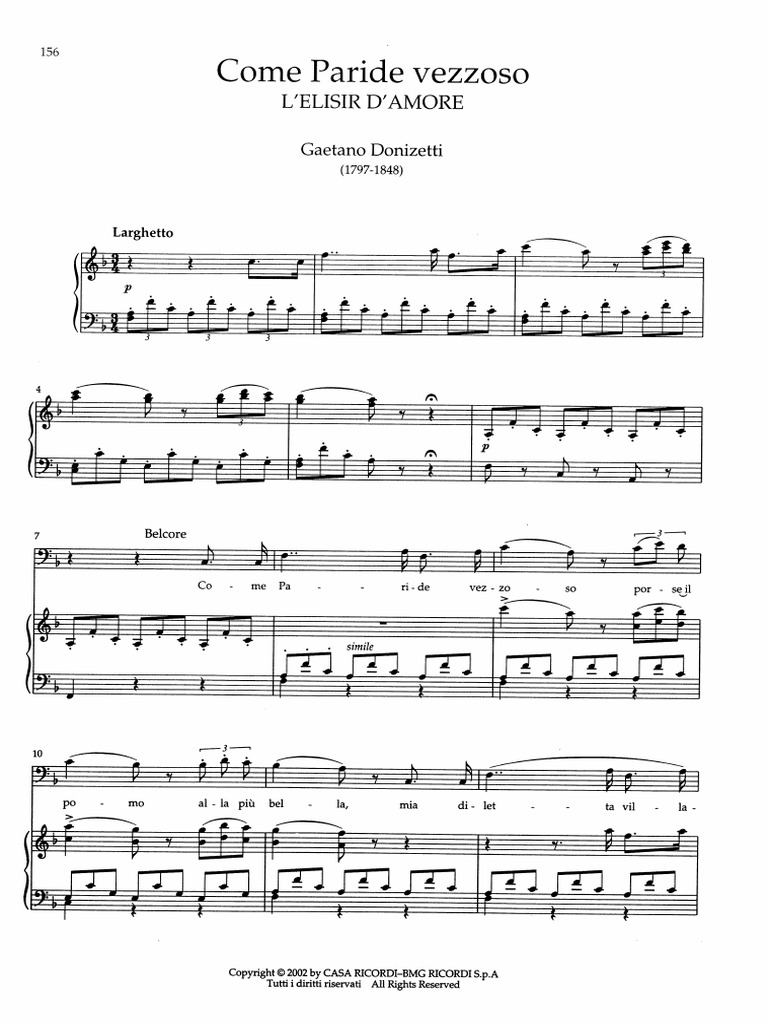 Come Paride Vezzoso Donizetti F | PDF