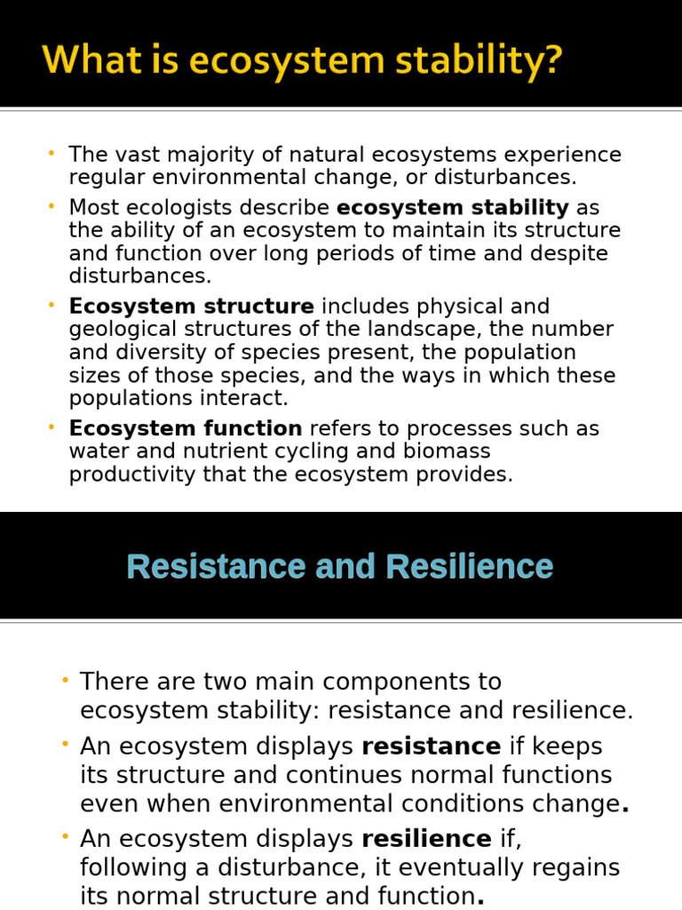 Ecosystem Stability: Resistance and Resilience | PDF | Ecosystem ...