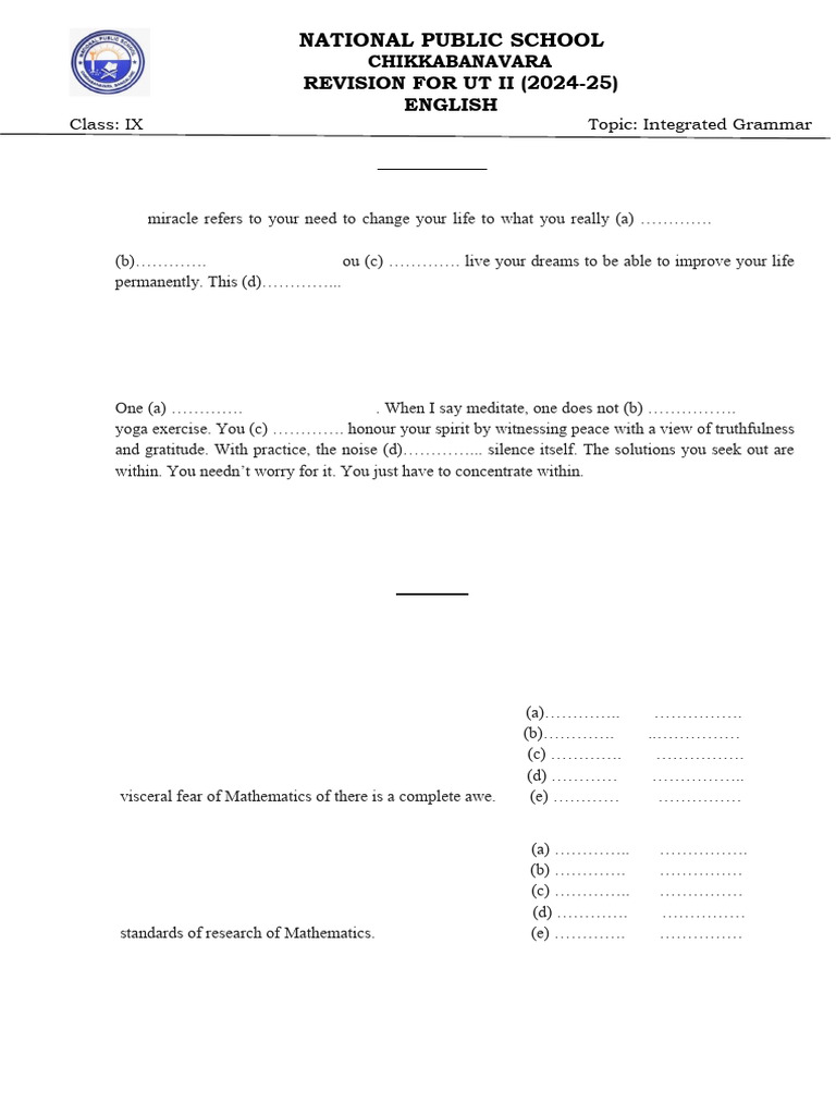 Integrated Grammar Revision for Class IX | PDF | Teaching Methods ...