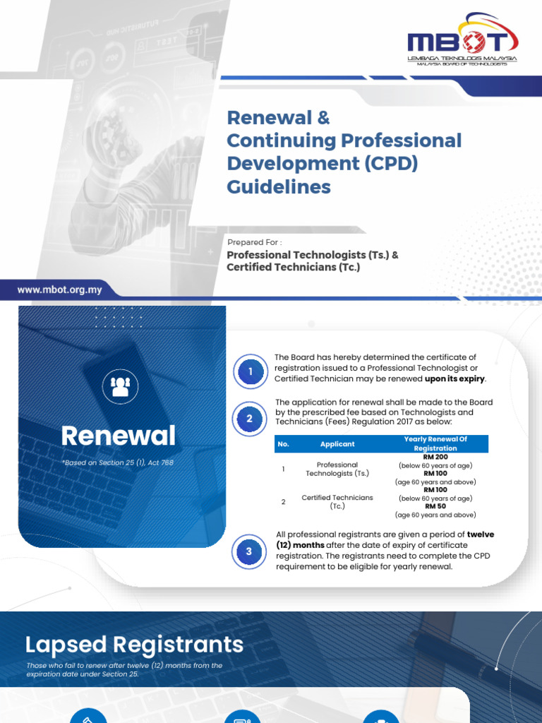 MBOT Renewal & CPD Guidelines | PDF | Professional Development | Diploma