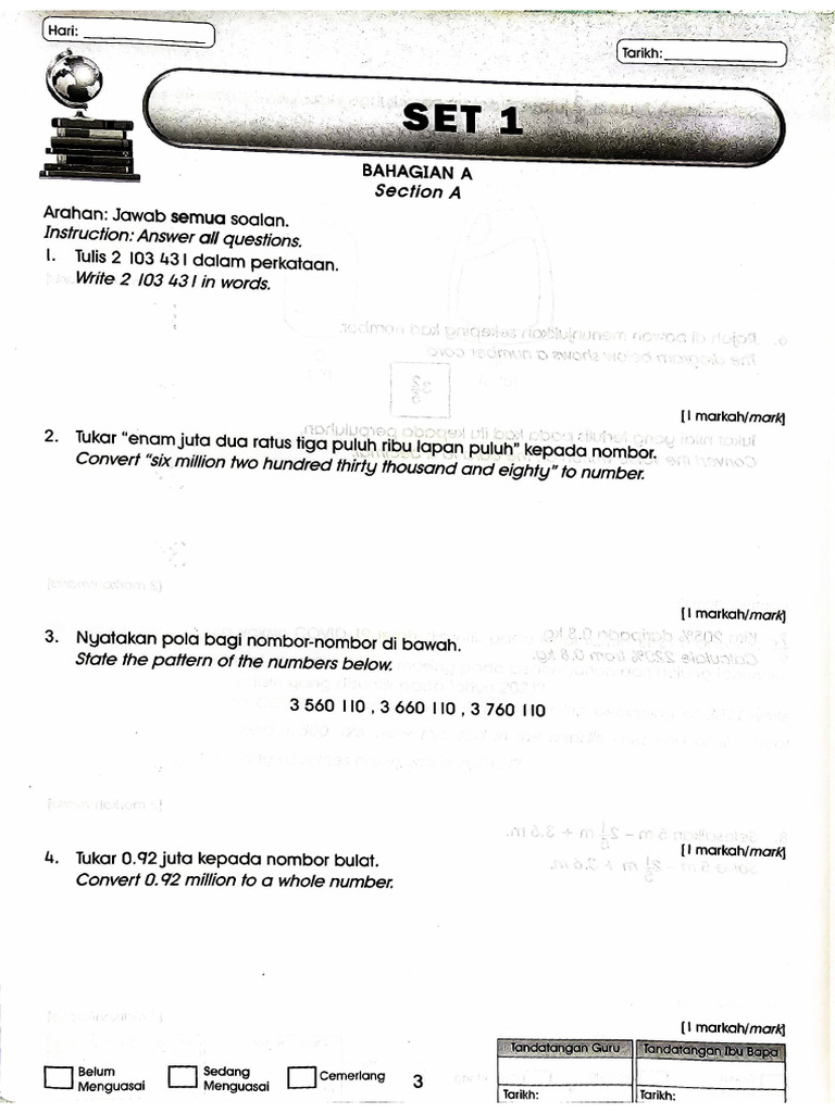 Tahun 6 Math Exam Uasa | PDF