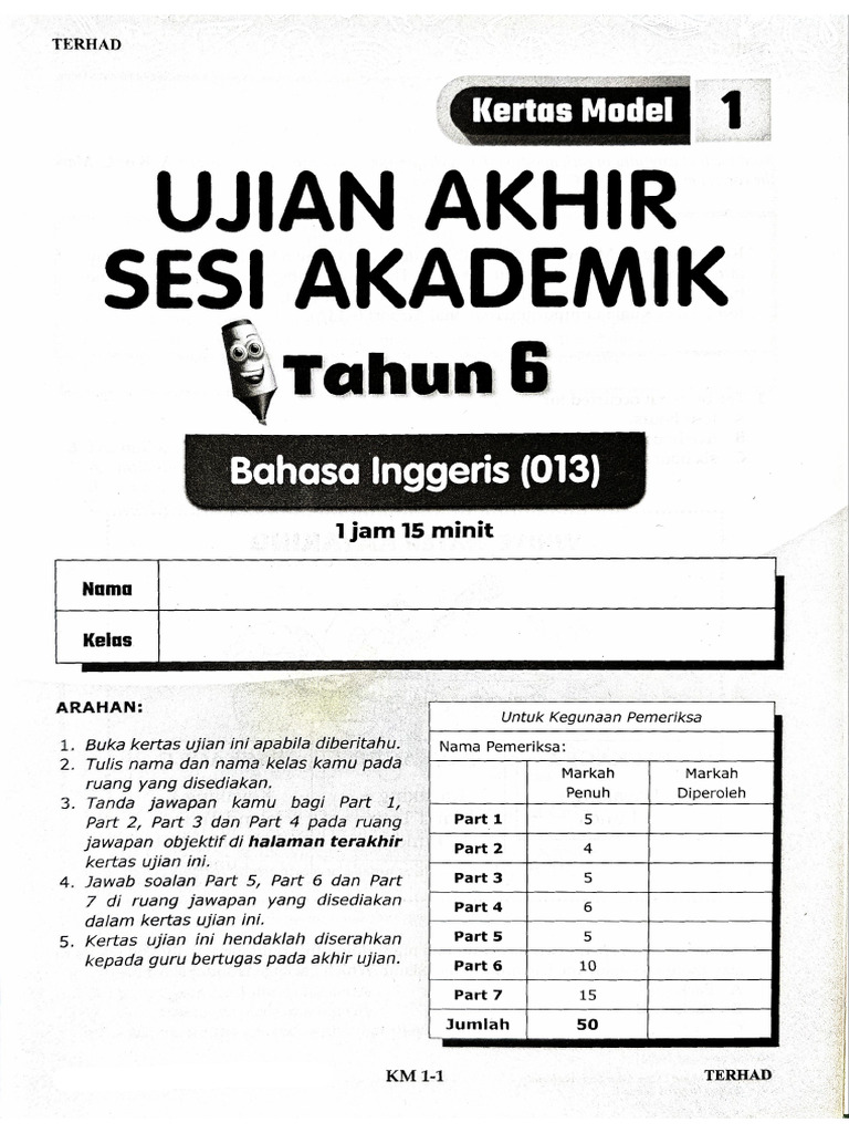 Tahun 6 English Exam Uasa | PDF