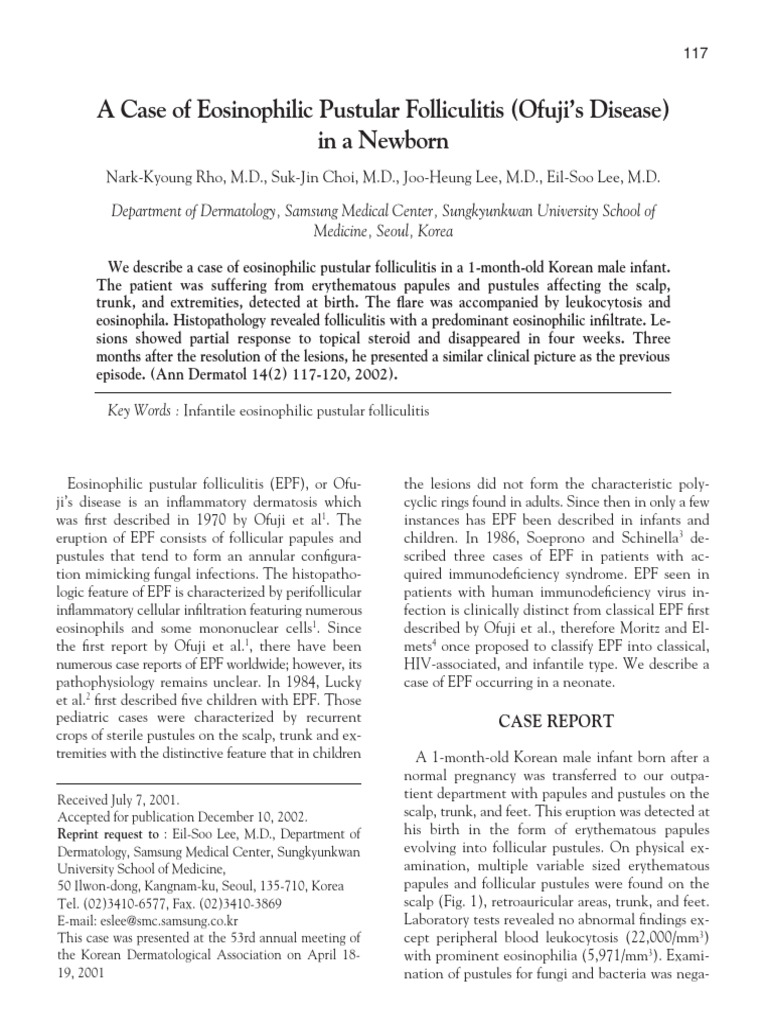 Case Report A Case of Eosinophilic Pustular Folliculitis (Ofuji's ...