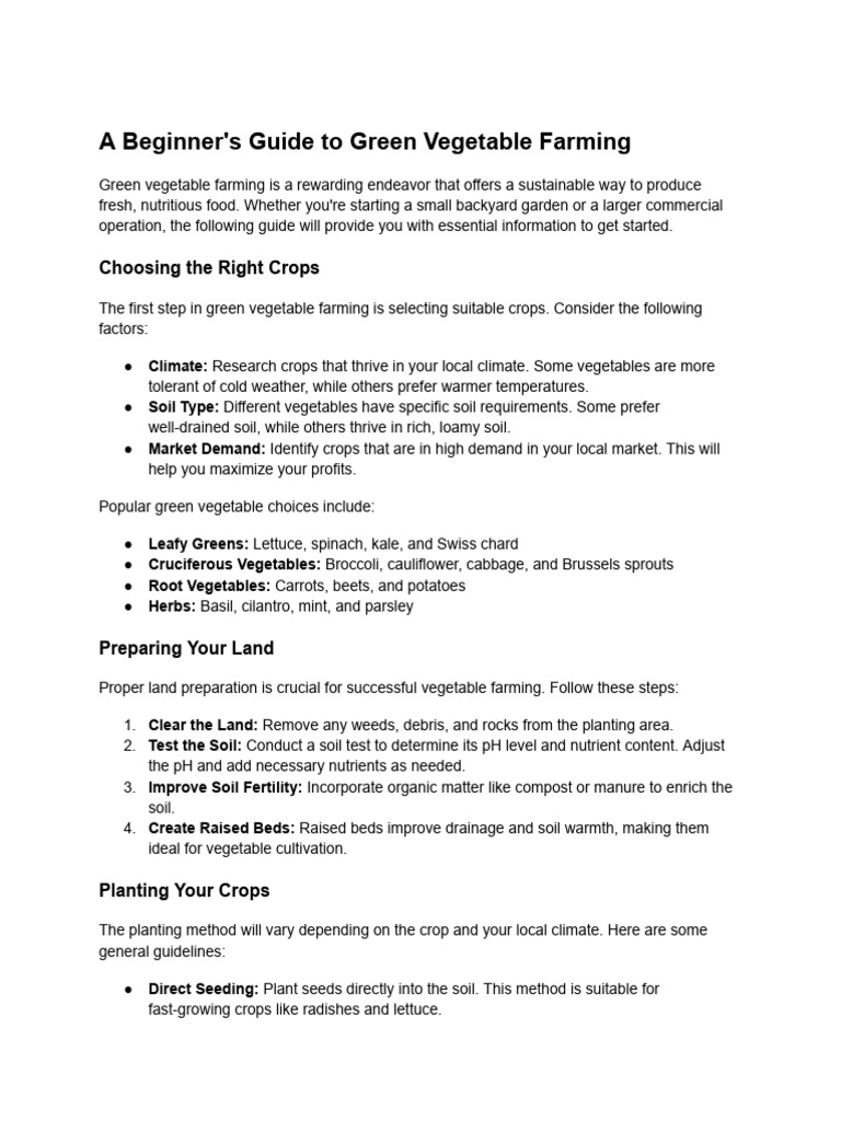 Guide To Green Vegetable Farming | PDF | Vegetables | Pest (Organism)