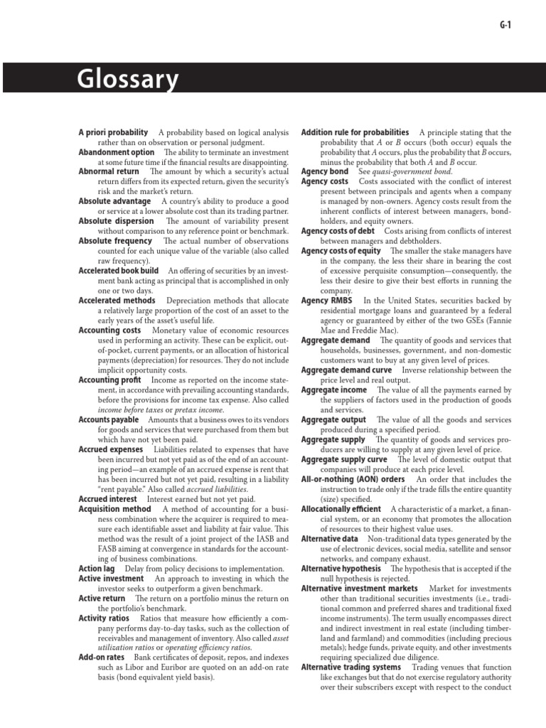 Financial Terms Glossary | PDF | Bonds (Finance) | Collateralized Debt ...