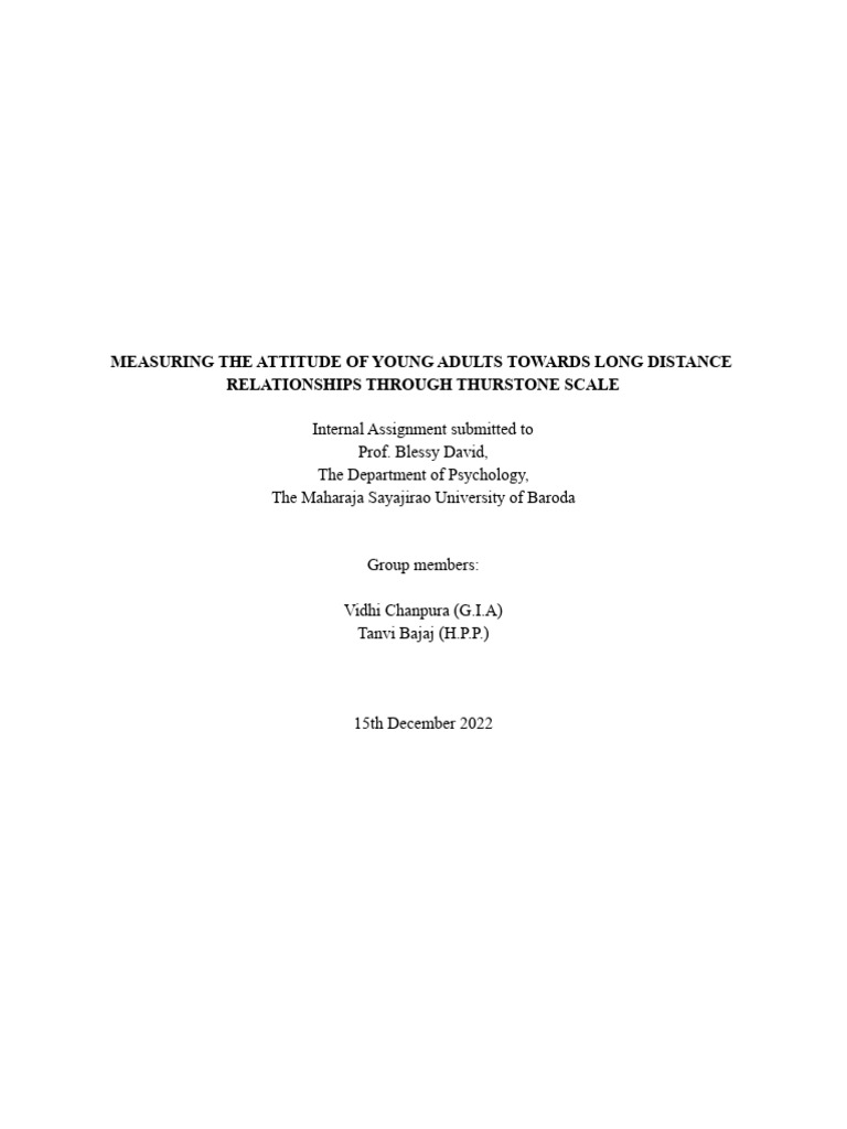Thurstone Scale | PDF | Intimate Relationships | Psychology