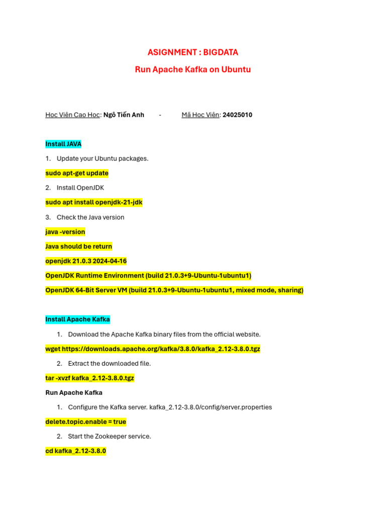 Asignment Kafka 24025010 | PDF | Java (Programming Language) | Sudo