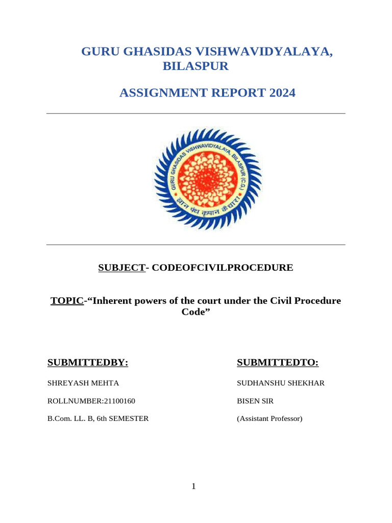 CPC Assignment (1) Final Mehta | PDF | Lawsuit | Jurisdiction