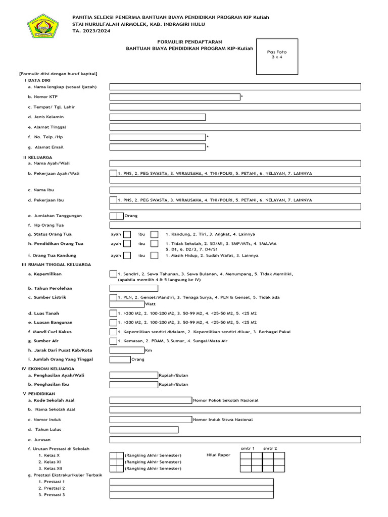 Formulir Kip Maba 2023 | PDF