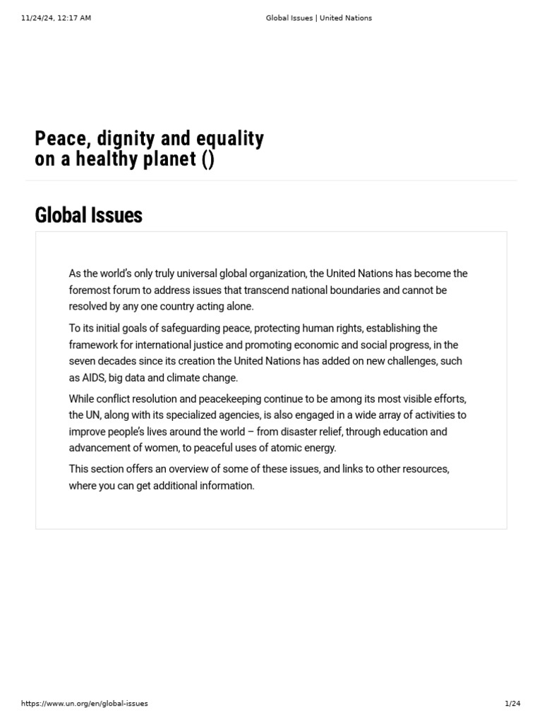 UN Global Issues Overview | PDF | United Nations | International Relations