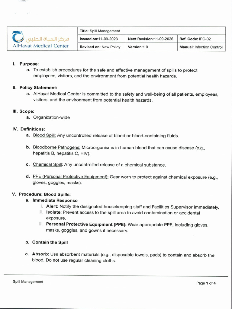 IPC-02 Spill Management | PDF