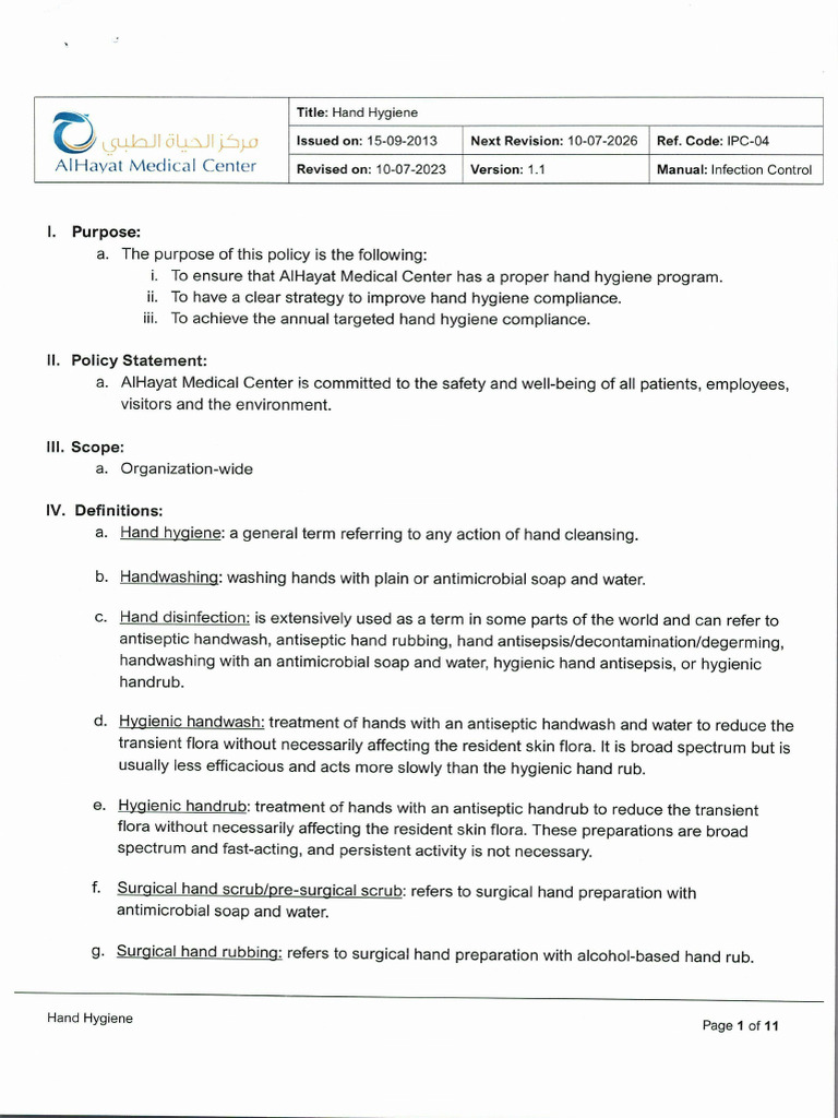 IPC-04 Hand Hygiene | PDF