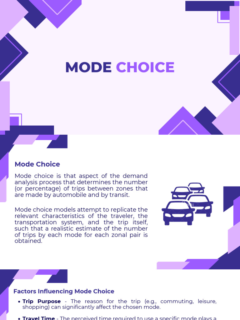 Ce431 Topic 8 - Mode Choice | PDF | Mode (Statistics)