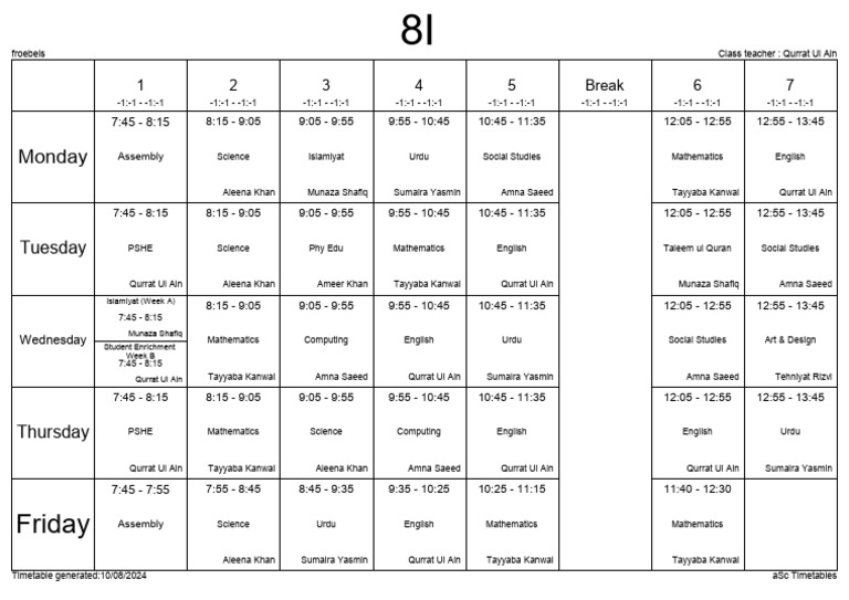 8I timetable | PDF