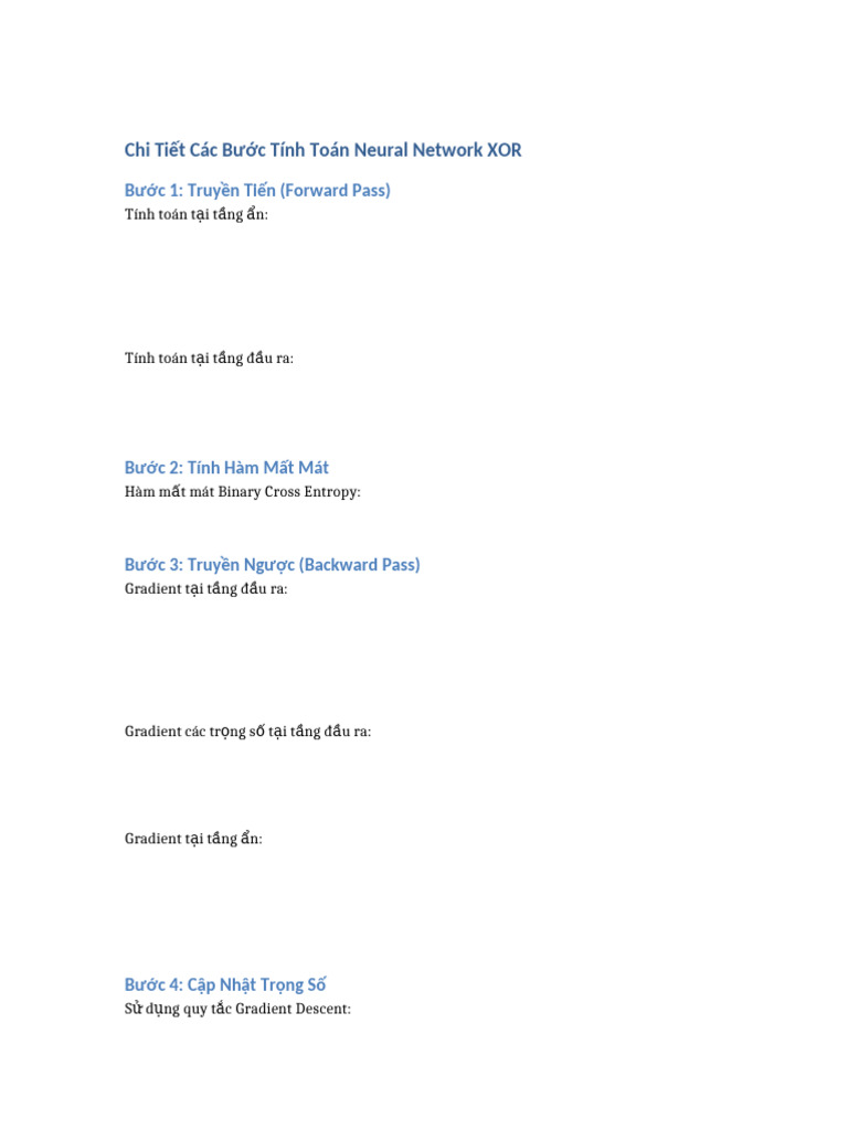 Neural Network XOR Calculations | PDF