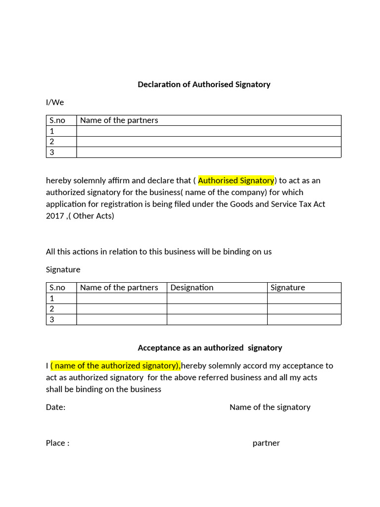 GST Declaration | PDF