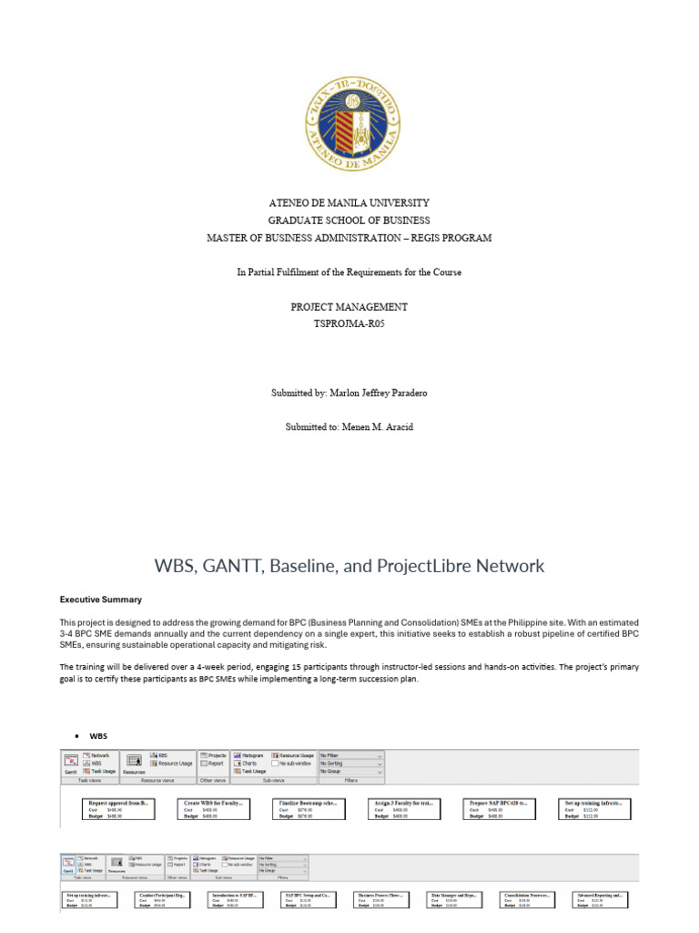 R05 - Project Management - WBS GANTT Baseline Network PDF | PDF