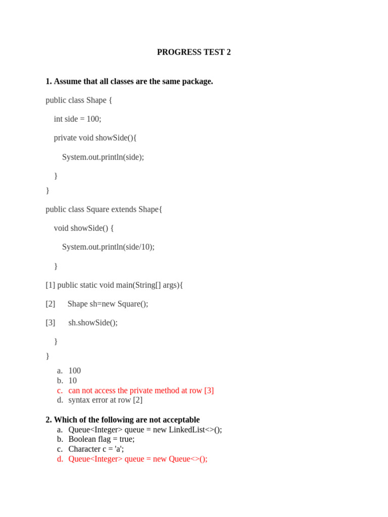 Progress Test 2 - Key Spring20 | PDF | C (Programming Language) | Class ...