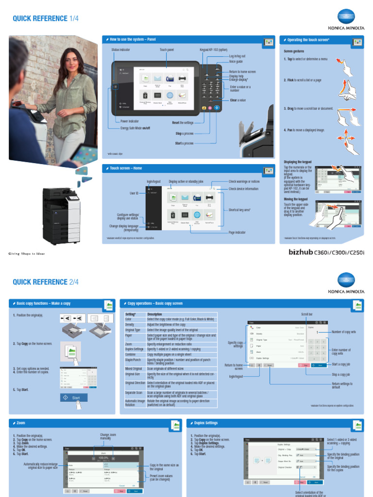 Bizhub C360i C300i C250i Quick Reference en 1 0 0 | PDF | Image Scanner | Computer File