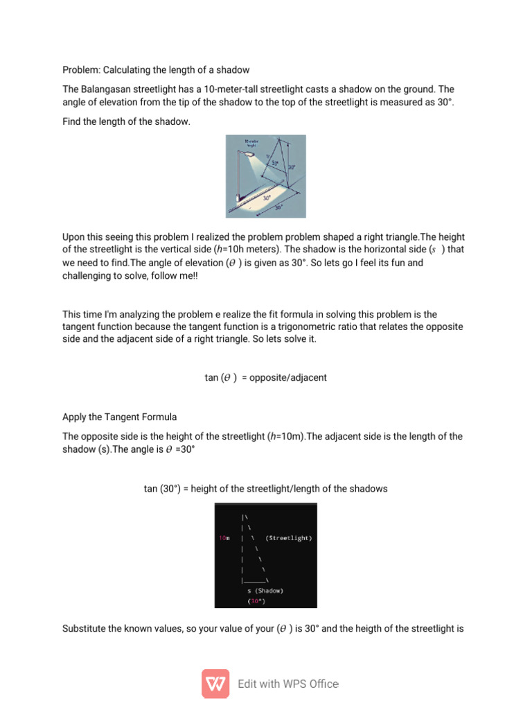 Calculating Shadow Length with Trigonometry | PDF | Trigonometric ...