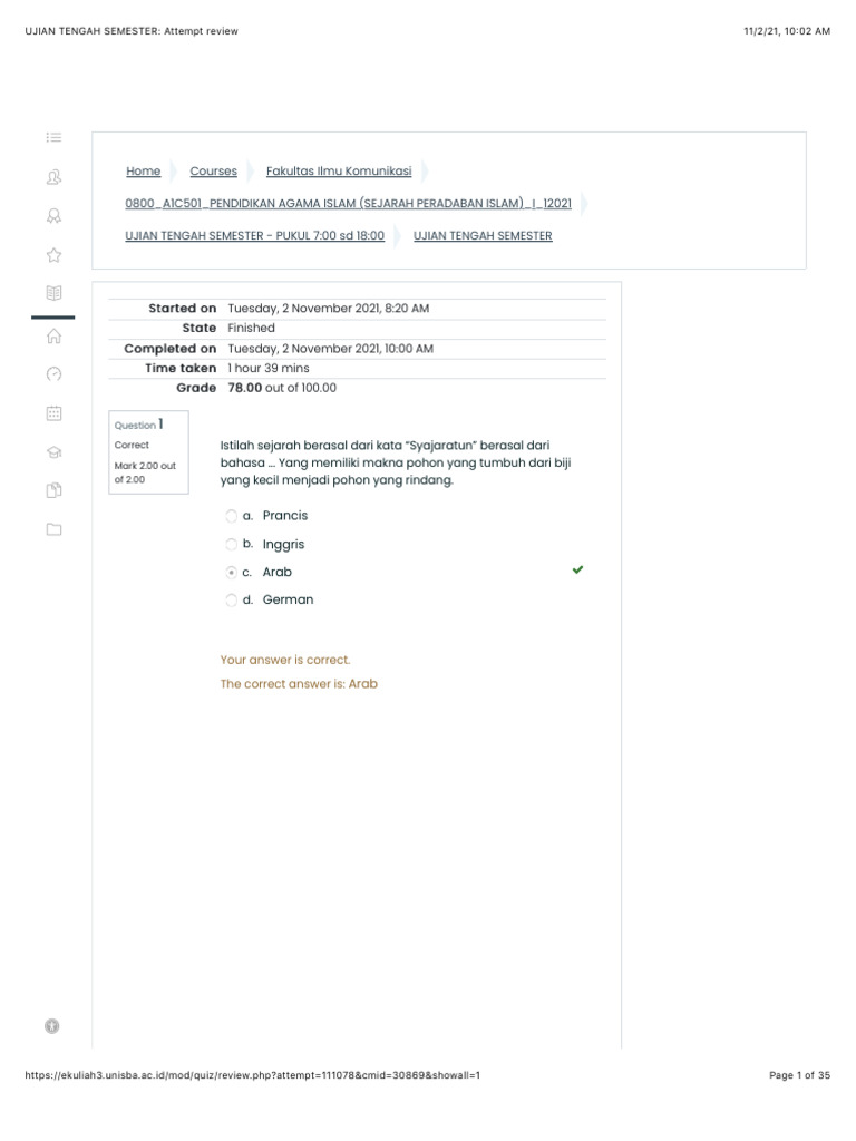Uts Pai Sejarah Peradaban Islam - Hanna Manar - I | PDF