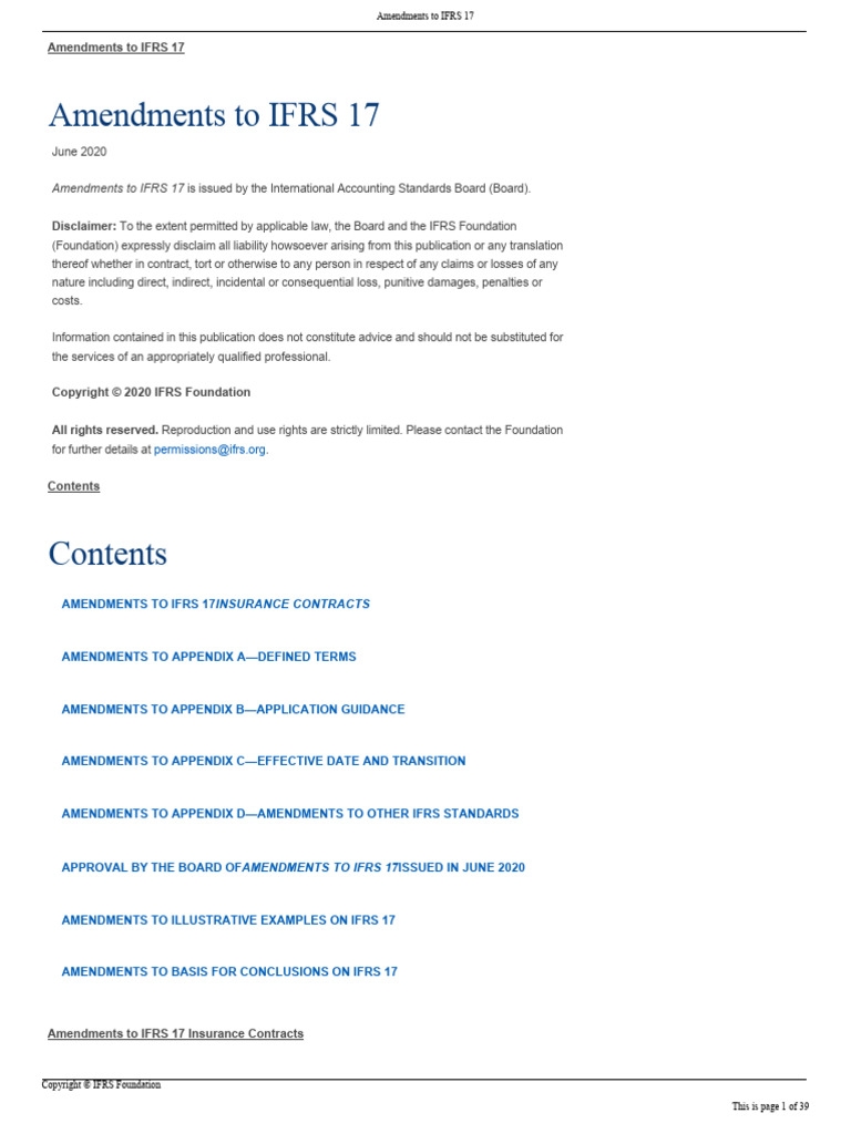 Amendments To IFRS 17 | PDF | Insurance | Reinsurance