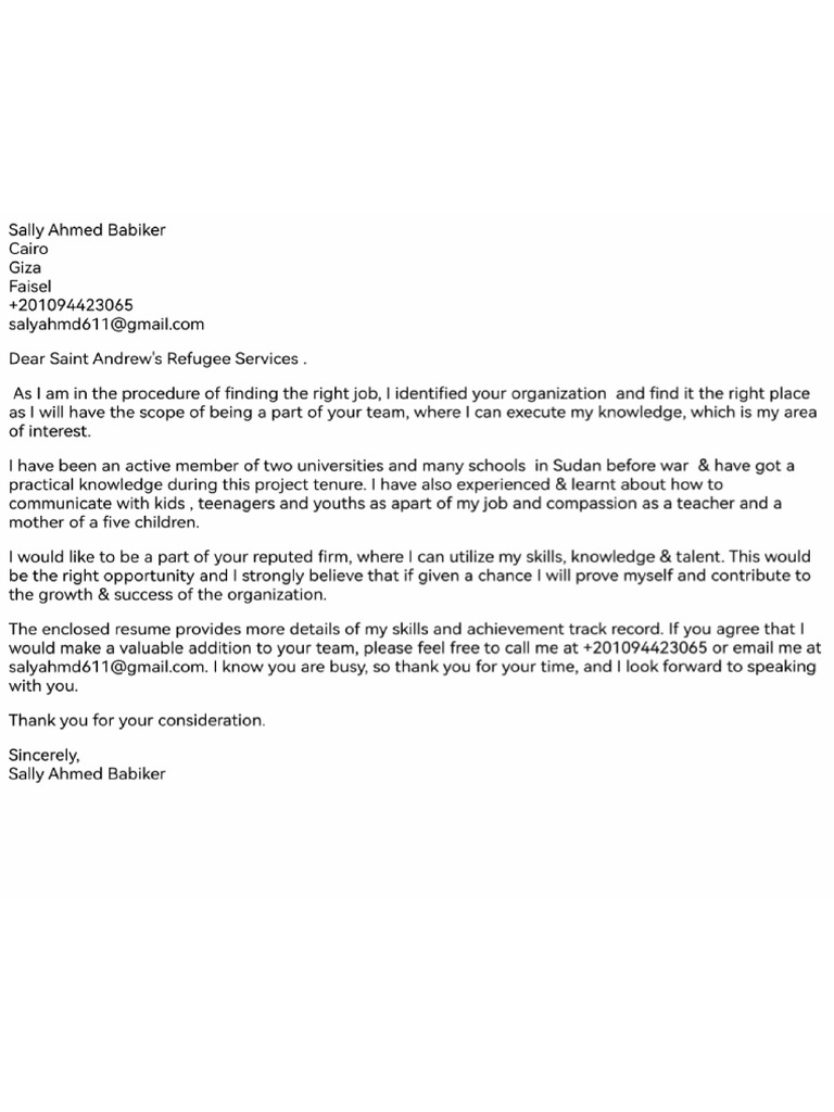 Cover Letter | PDF