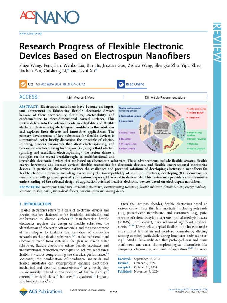 Wang Et Al 2024 Research Progress of Flexible Electronic Devices Based On Electrospun Nanofibers ...