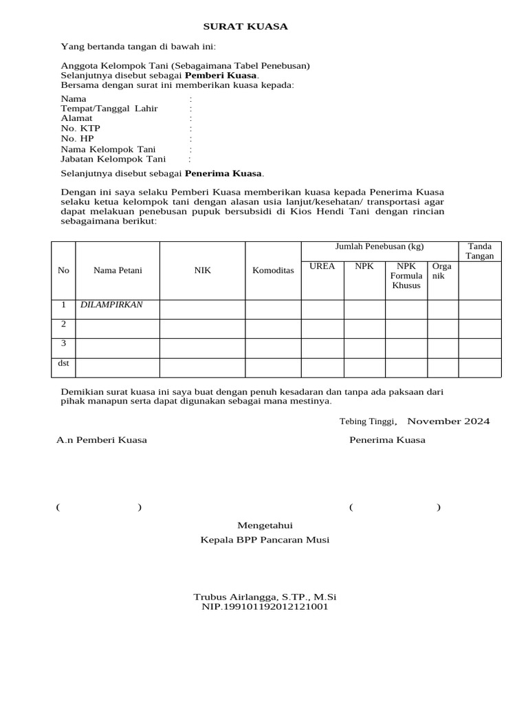 Surat Kuasa Hendi Tani | PDF