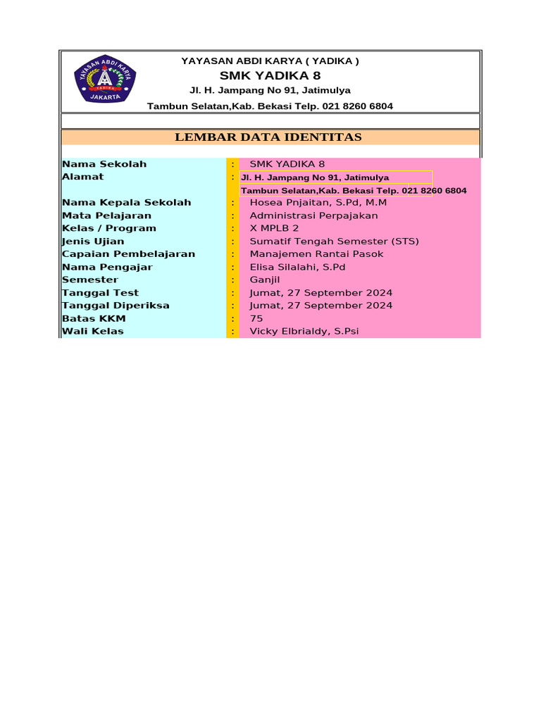 X MPLB 2 Analisis Nilai STS | PDF