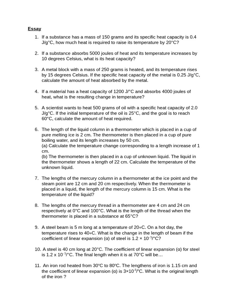 essay physics | PDF | Thermal Expansion | Temperature